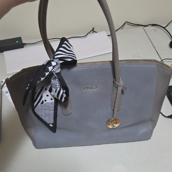 Furla | Bags | Furla Gray Tote Bag With Gold Hardware | Poshmark